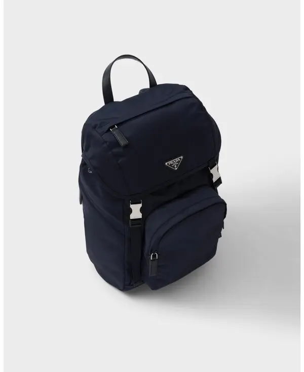Prada Re-nylon And Saffiano Leather Backpack - Blue