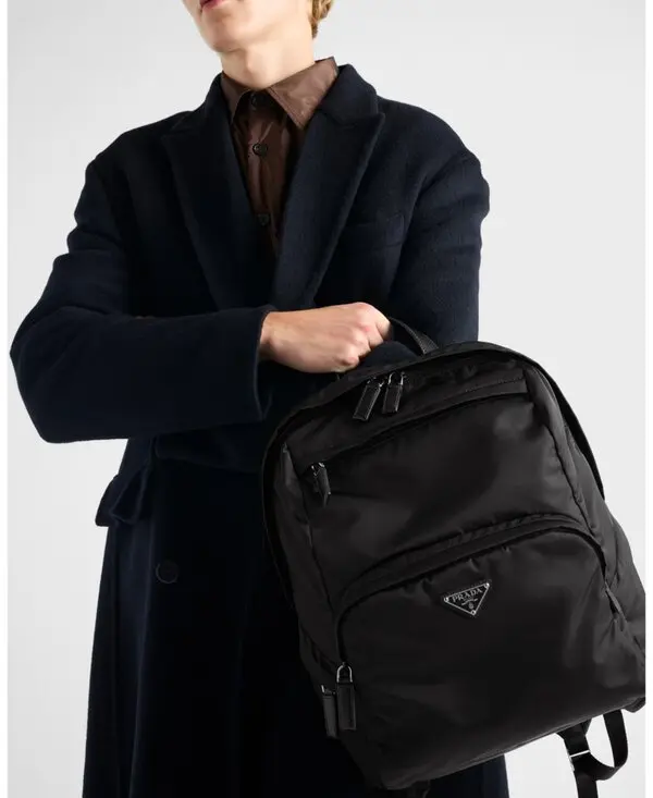 Prada Re-nylon And Saffiano Leather Backpack - Black