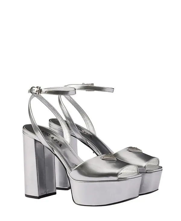 Prada Platform Sandals - Silver
