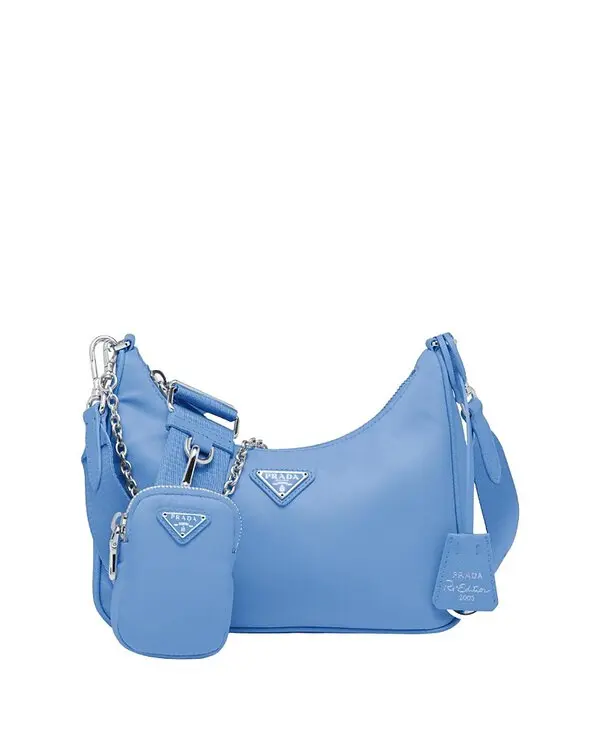 Prada Re-edition 2005 Re-nylon Bag With Saffiano Mini Bag - Light Blue