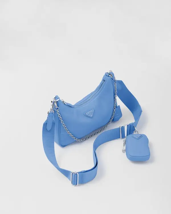 Prada Re-edition 2005 Re-nylon Bag With Saffiano Mini Bag - Light Blue