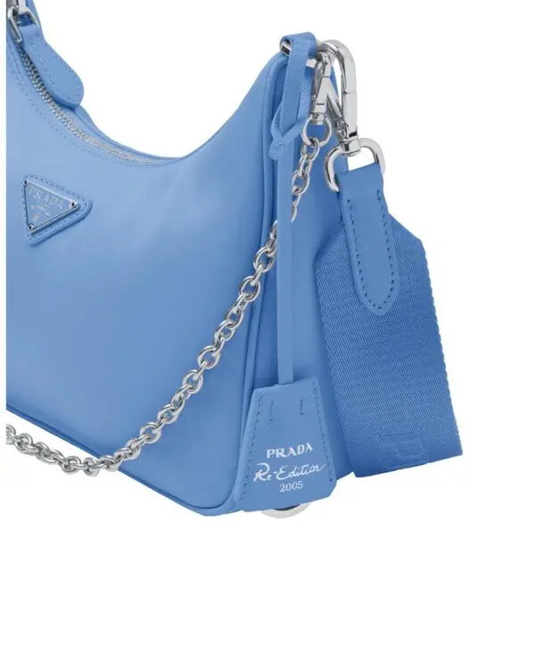 Prada Re-edition 2005 Re-nylon Bag With Saffiano Mini Bag - Light Blue