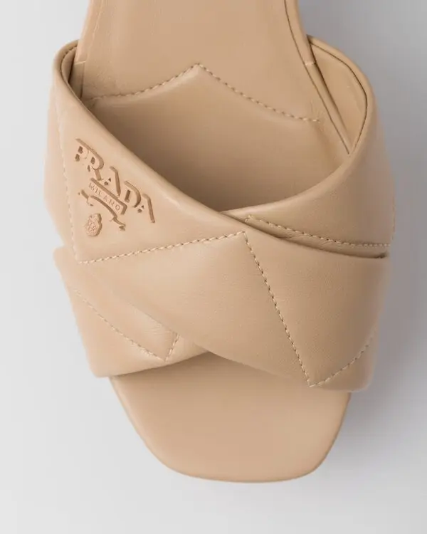 Prada Quilted Nappa Leather Platform Sandals - Sand Beige
