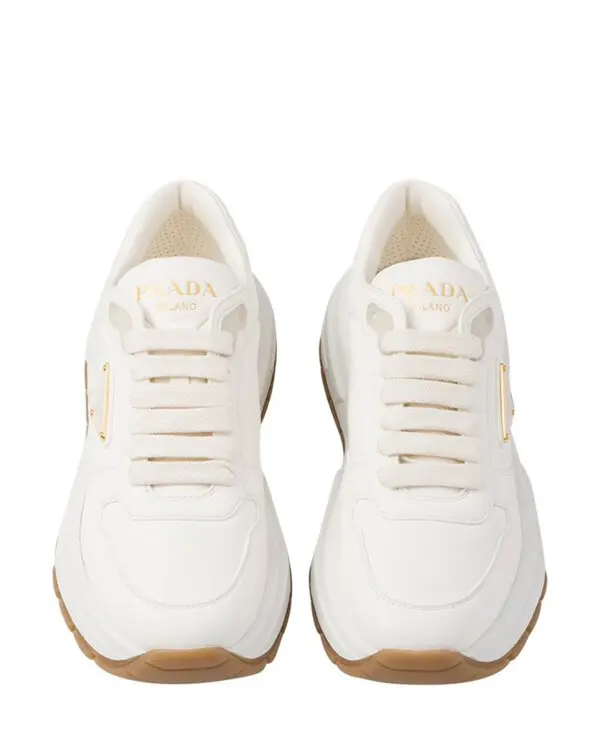 Prada Prax 01 Leather Sneakers - Ivory