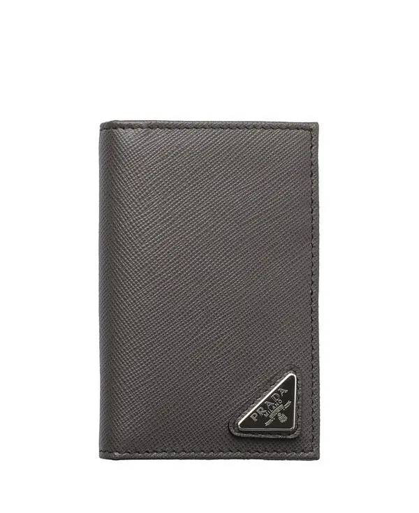 Prada Saffiano Leather Card Holder - Grey