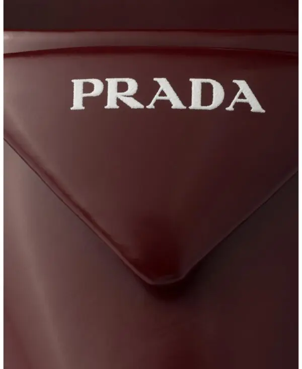 Prada Brushed Leather Slingback Pumps With Padded Triangle Logo - Red