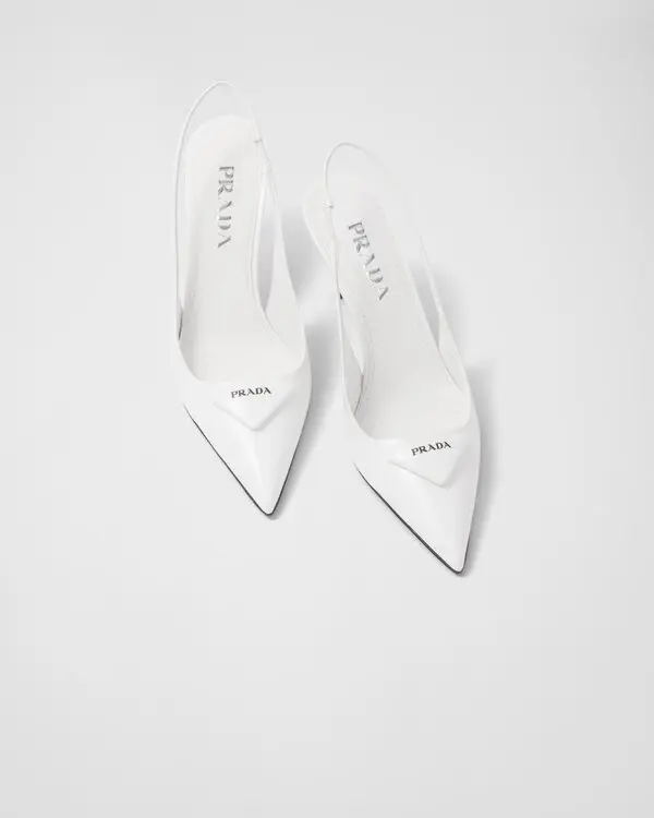 Prada Brushed Leather Slingback Pumps - White