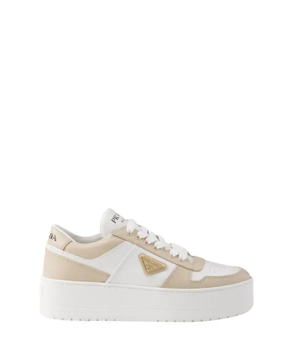 Prada Downtown Leather Sneakers - Desert/white