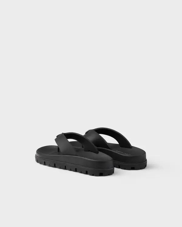 Prada Rubber Thong Sandals - Black