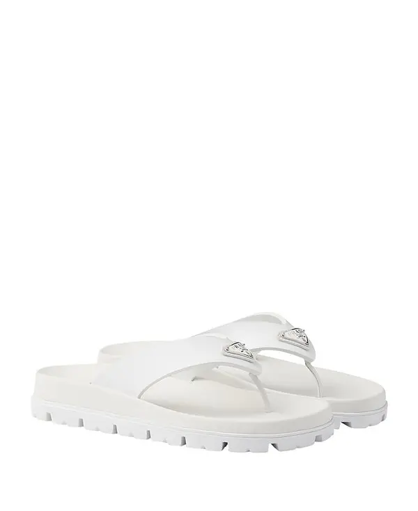 Prada Rubber Thong Sandals - White