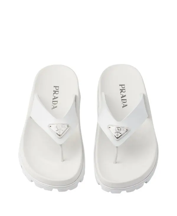 Prada Rubber Thong Sandals - White