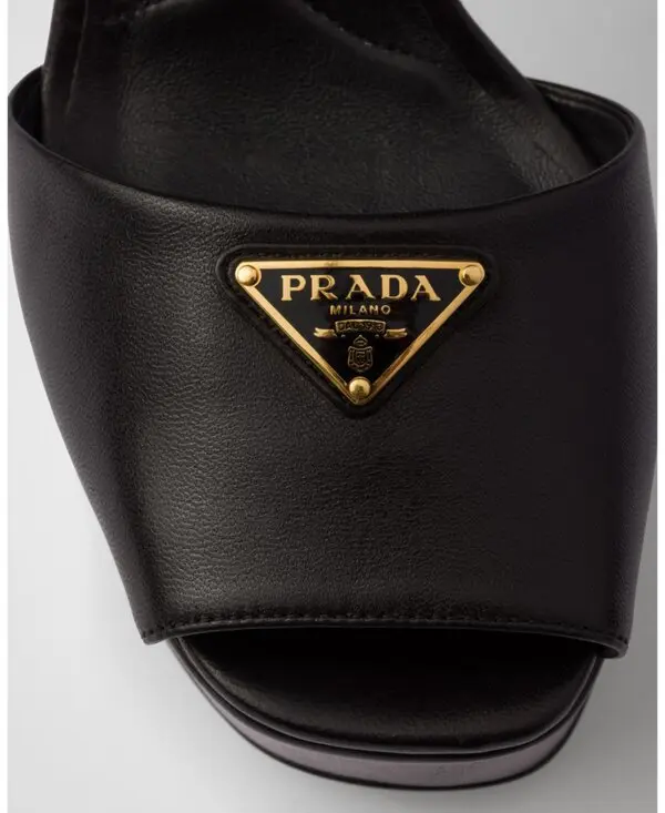 Prada Nappa Leather Platform Sandals - Black