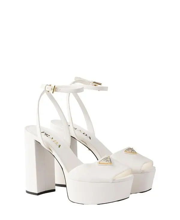 Prada Nappa Leather Platform Sandals - Neutral