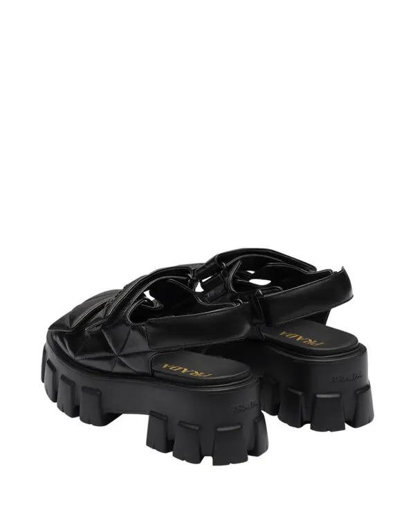 Prada Monolith Nappa Leather Sandals - Black