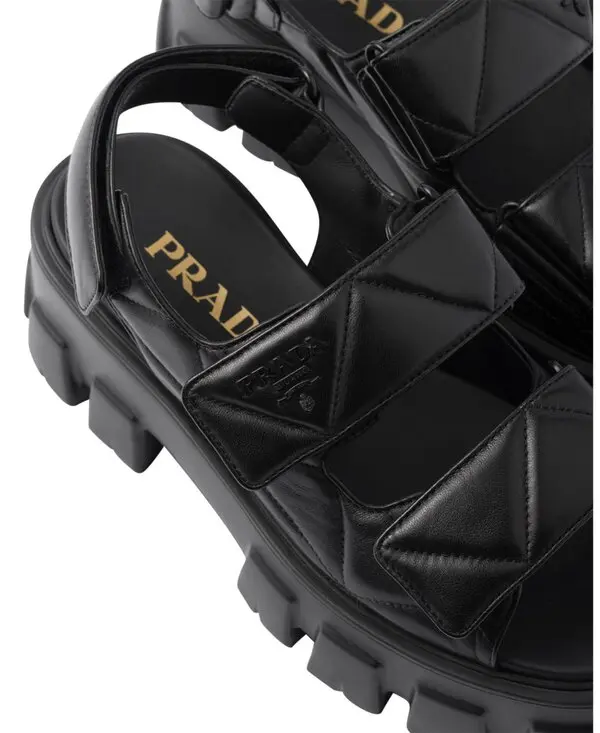 Prada Monolith Nappa Leather Sandals - Black