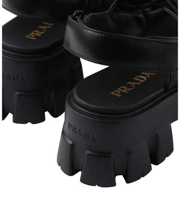 Prada Monolith Nappa Leather Sandals - Black