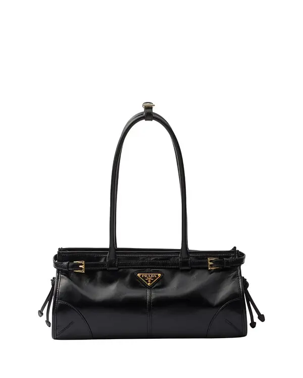 Prada Bonnie Medium Convertible Leather Shoulder Handbag - Black