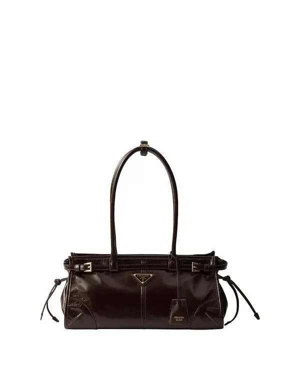 Prada Bonnie Medium Convertible Leather Shoulder Handbag - Palisander
