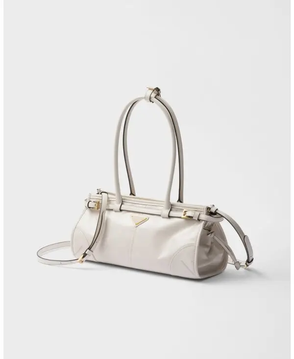 Prada Bonnie Medium Convertible Leather Shoulder Handbag - White