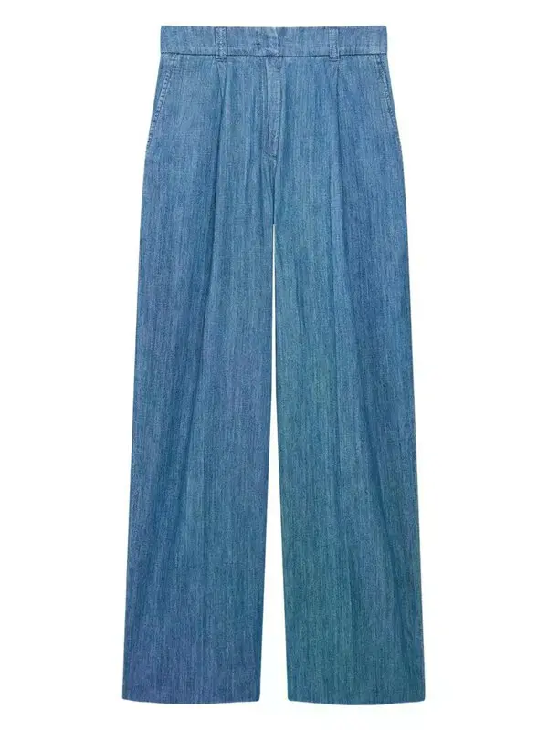 Another Tomorrow Wide-leg Chambray Trousers