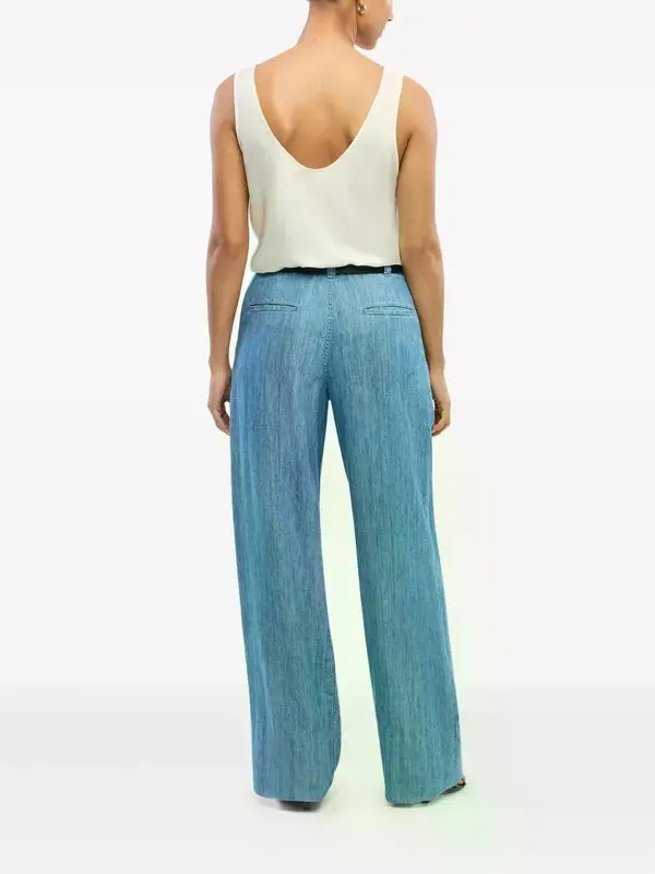 Another Tomorrow Wide-leg Chambray Trousers