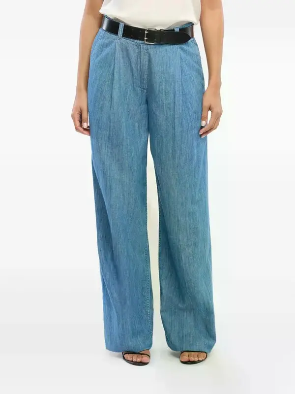 Another Tomorrow Wide-leg Chambray Trousers