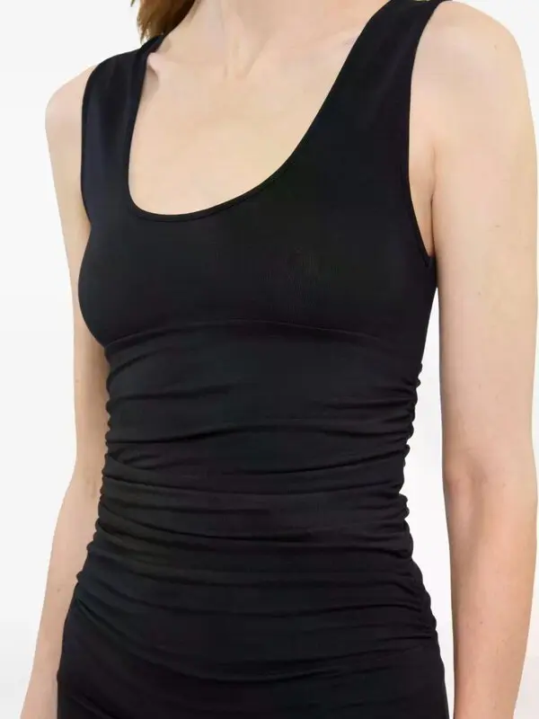 Another Tomorrow Ruched Tank Dress - Black