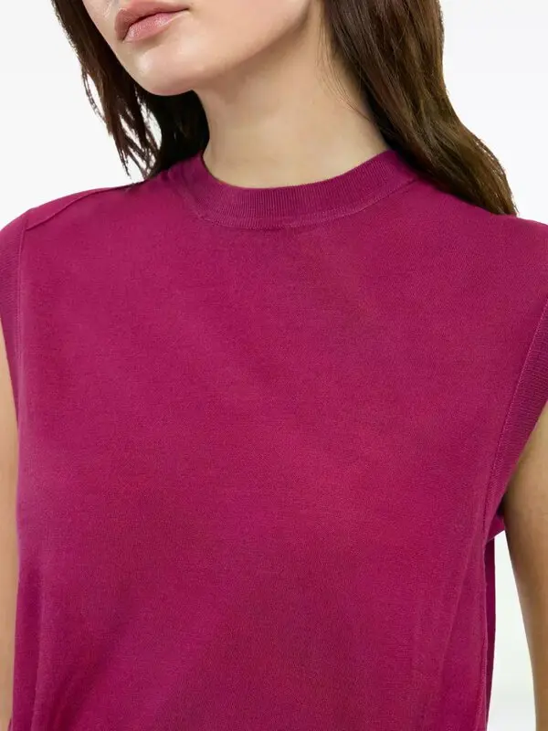 Another Tomorrow Fine-knit Wool Top - Pink