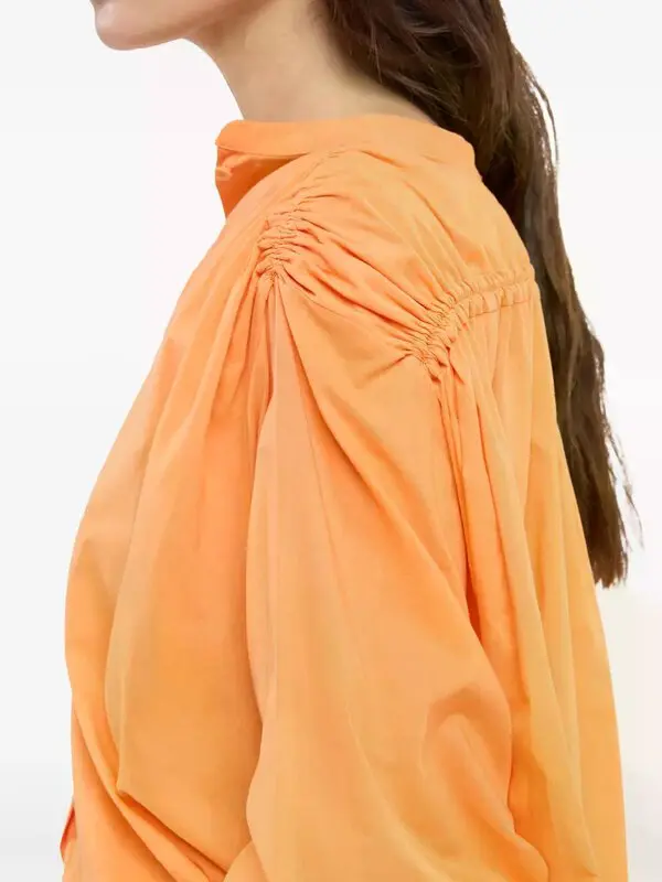 Another Tomorrow Gathered-detail Voile Blouse - Orange