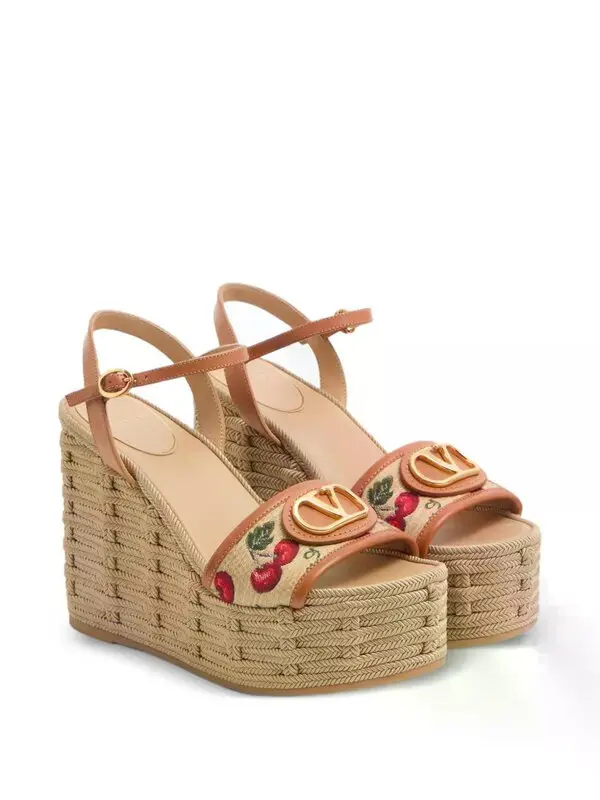 Valentino Garavani Vlogo Signature Cherryfic Wedge Sandals - Neutrals