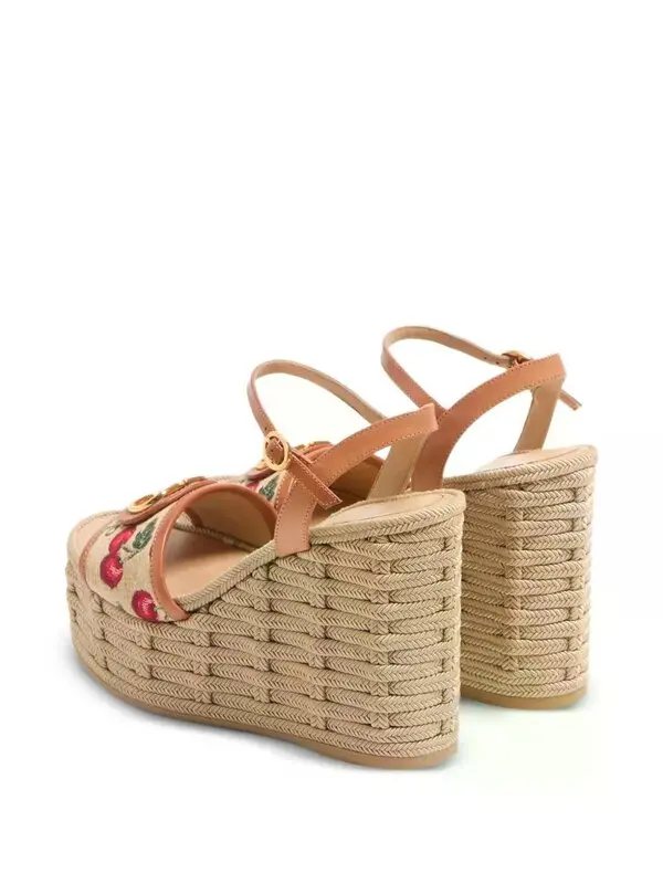 Valentino Garavani Vlogo Signature Cherryfic Wedge Sandals - Neutrals