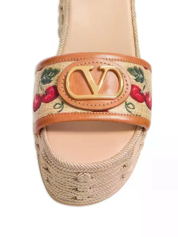 Valentino Garavani Vlogo Signature Cherryfic Wedge Sandals - Neutrals