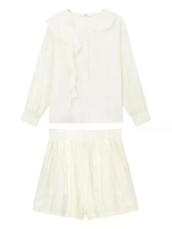 B+AB Ruffle Blouse And Shorts Set - Neutrals