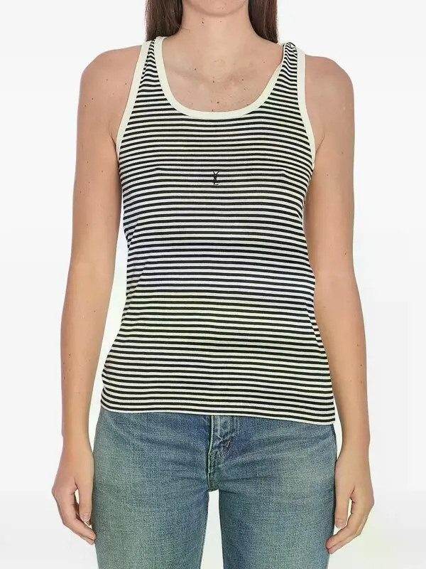 Saint Laurent Cassandre Striped Tank Top - Black