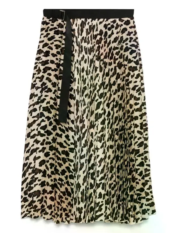 Sacai Leopard-print Midi Skirt - Neutrals