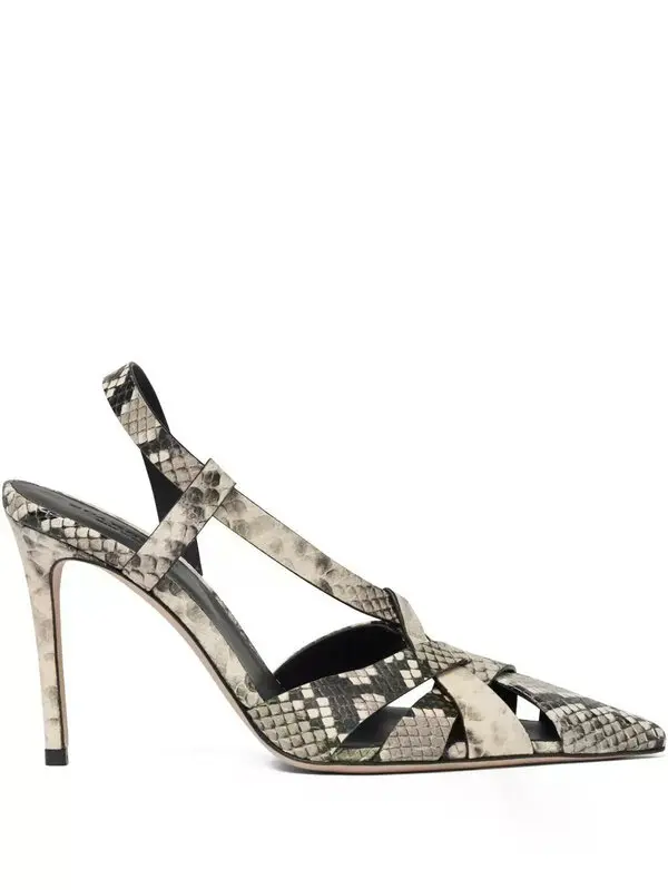SCAROSSO 85mm Athena Snakeskin Slingback Pumps