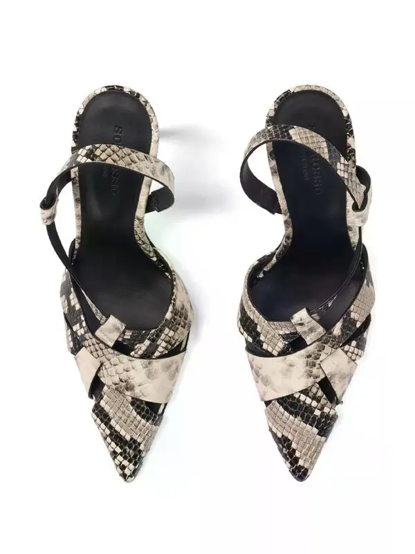 SCAROSSO 85mm Athena Snakeskin Slingback Pumps
