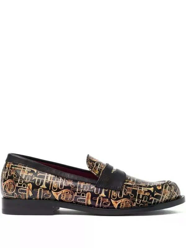 SCAROSSO Graphic-print Loafers - Black