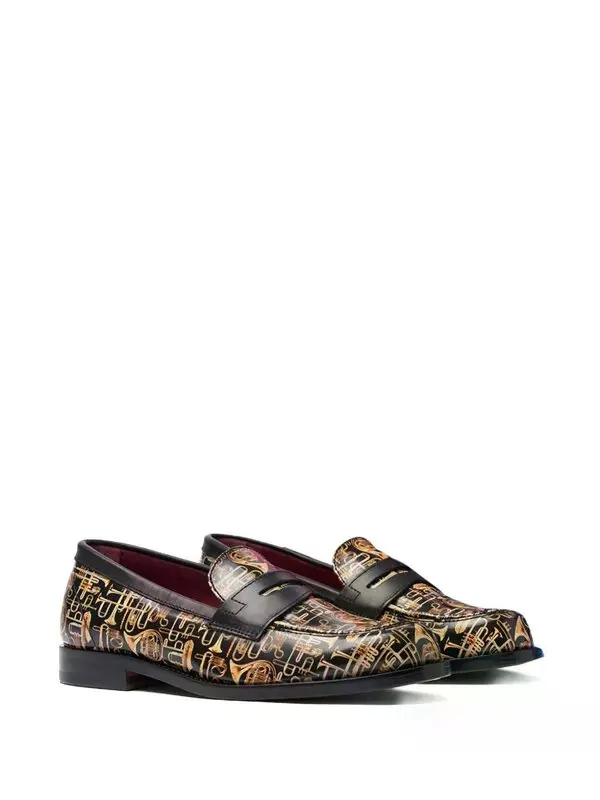 SCAROSSO Graphic-print Loafers - Black