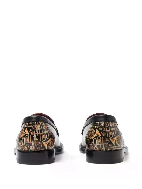 SCAROSSO Graphic-print Loafers - Black