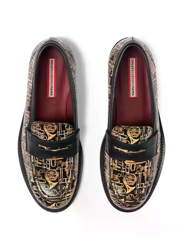 SCAROSSO Graphic-print Loafers - Black
