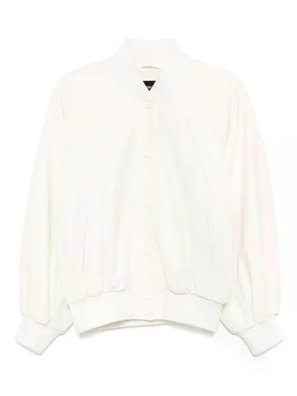 Cynthia Rowley Downtown Leather Bomber Jacket - Neutrals