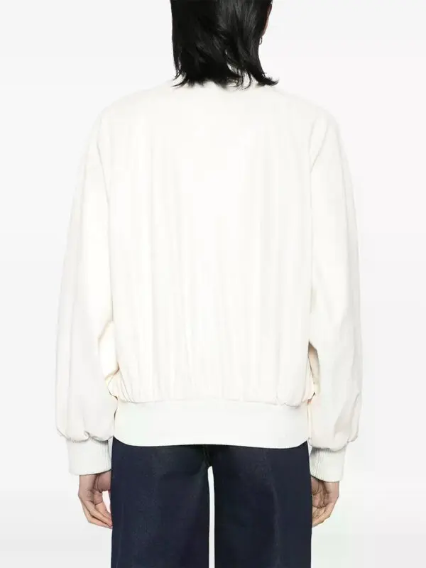 Cynthia Rowley Downtown Leather Bomber Jacket - Neutrals