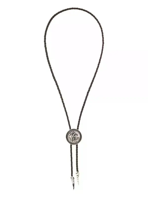 Roberto Cavalli Logo Charm Necklace - Black