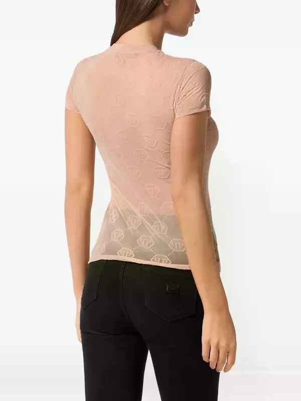 Philipp Plein Monogram-pattern Tulle T-shirt - Neutrals