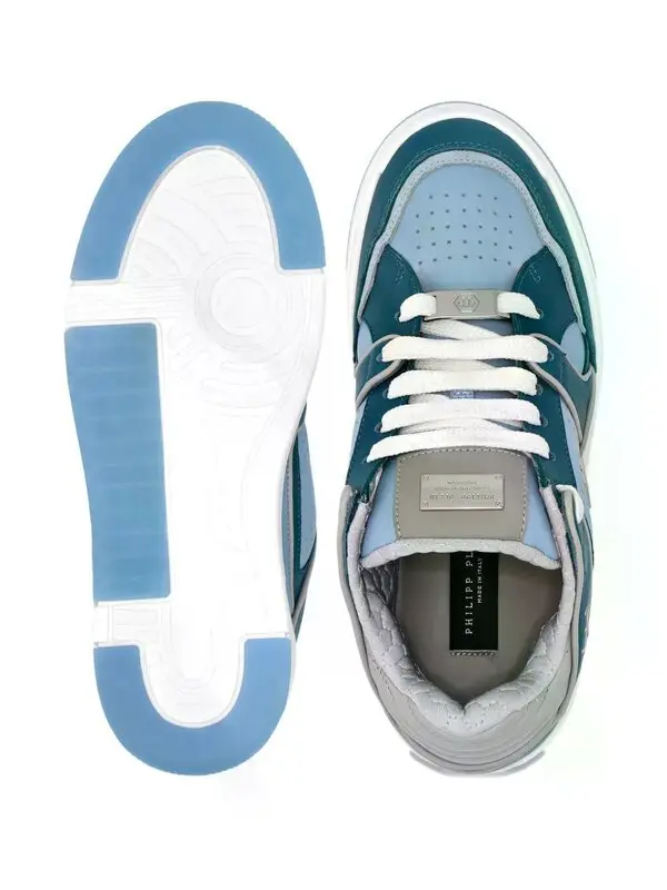 Philipp Plein Leather Panelled Sneakers - Blue