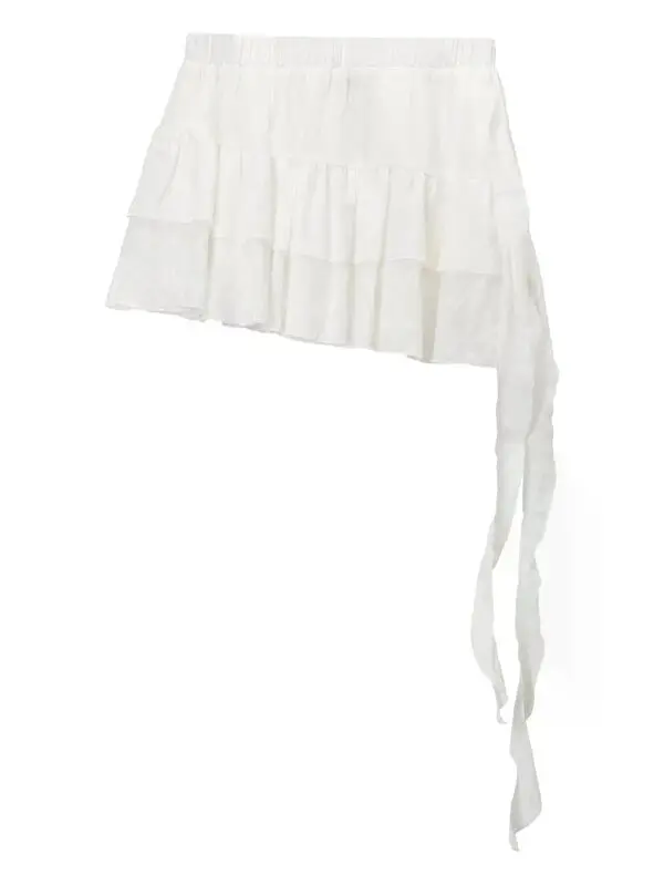 TOUT A COUP Ruffle-detail Miniskirt - White