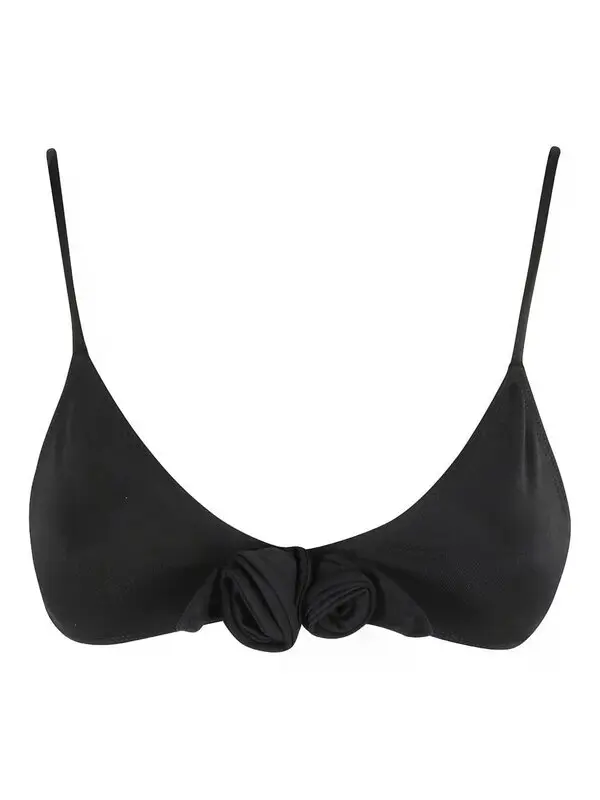 Coperni Floral-appliqué Bikini Top - Black