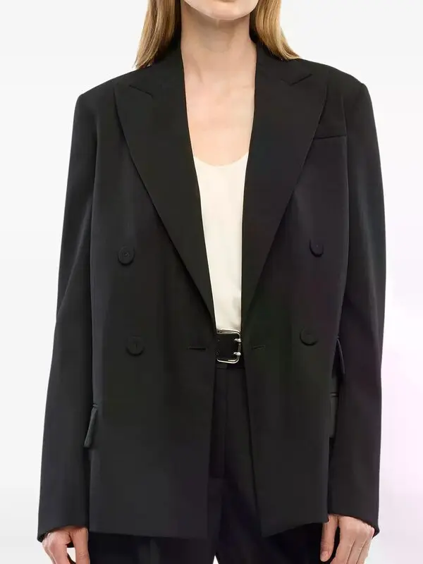 Another Tomorrow Double-breasted Blazer - Black