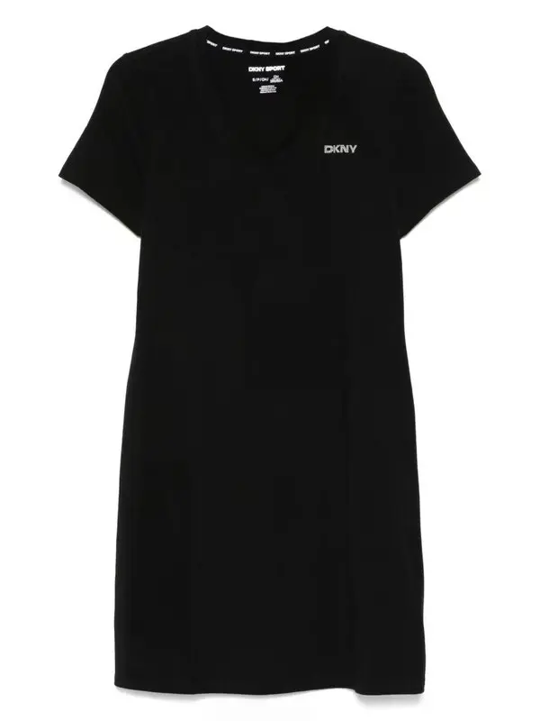 Dkny Studded-logo Mini Dress - Black